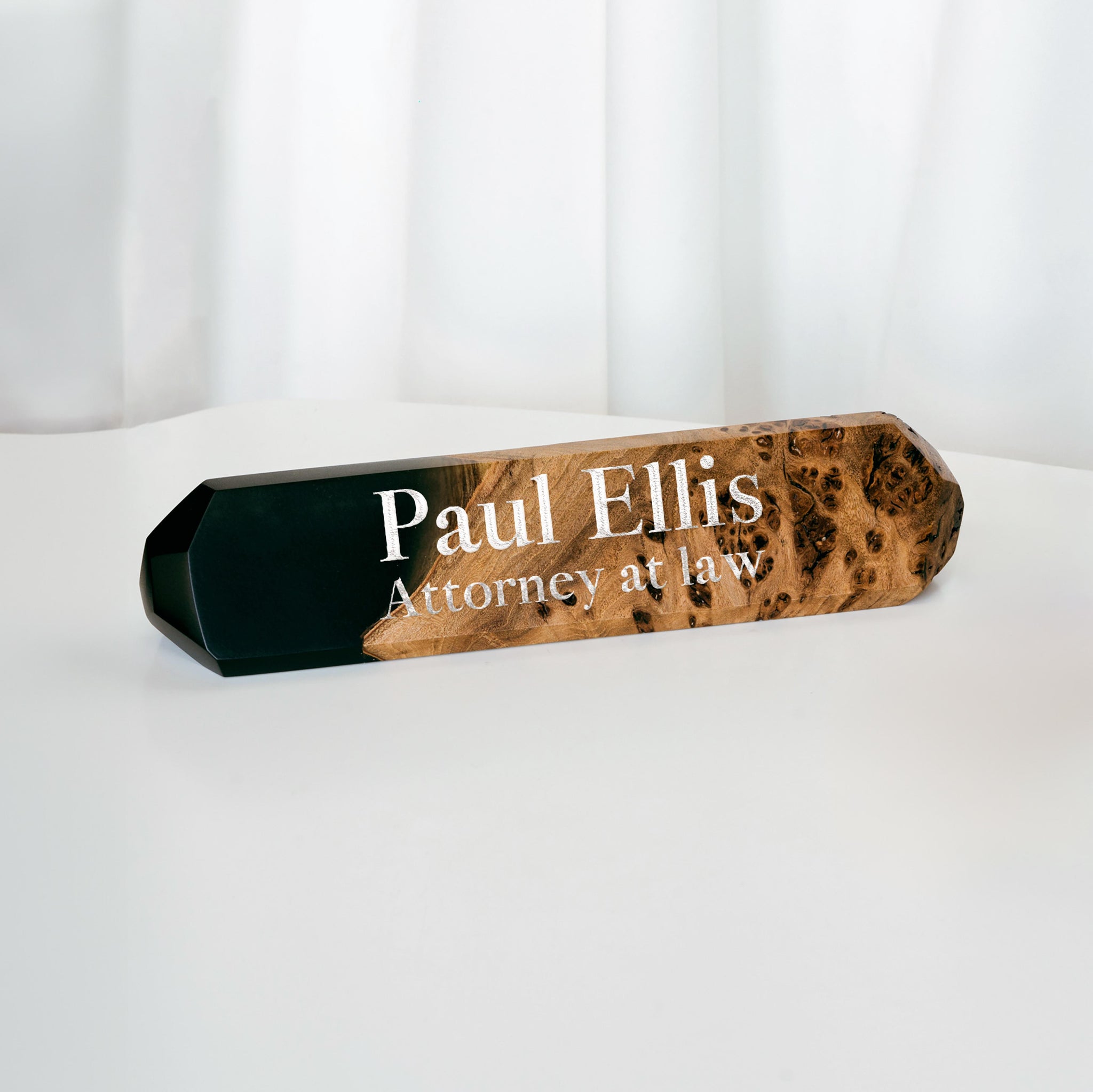 Wood & Resin Name Plaque – Elm Black